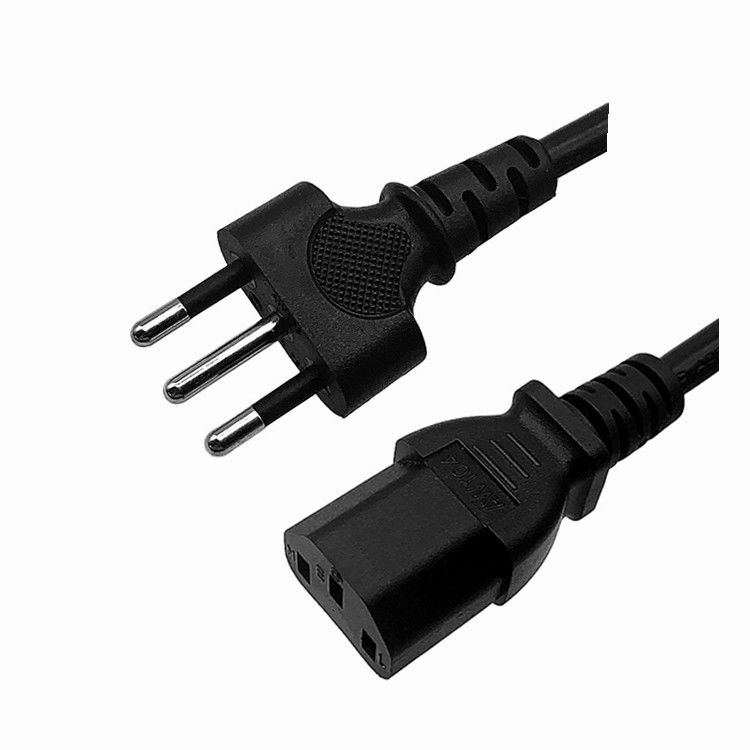 10A 250V Italy Power Cord , 3 Pin IMQ Standard Black Universal AC Power ...