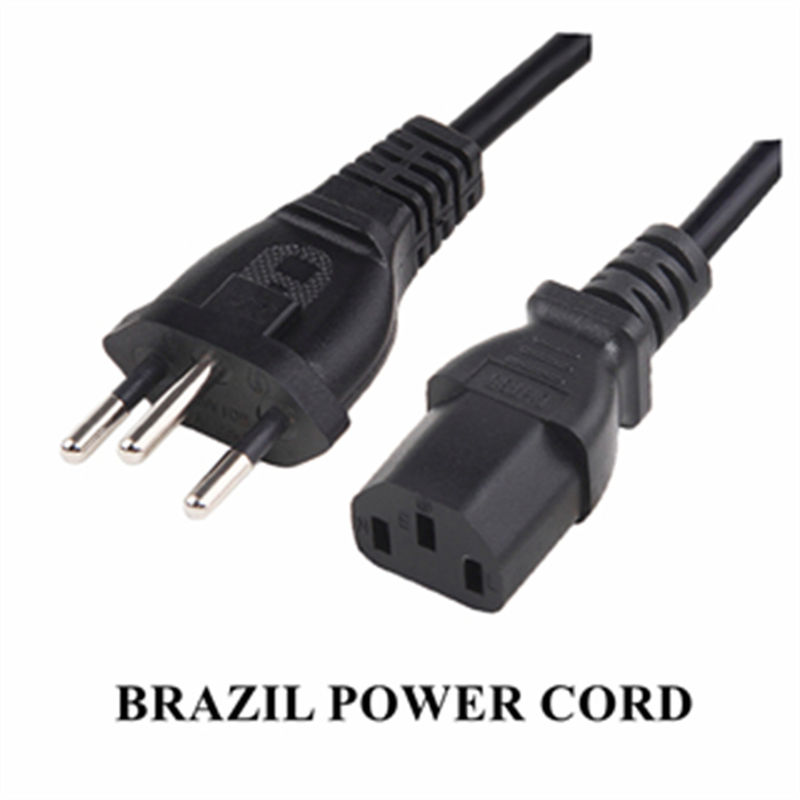 3 Pin Plug Brazil Power Cord , IEC C13 Connector Universal AC Power ...