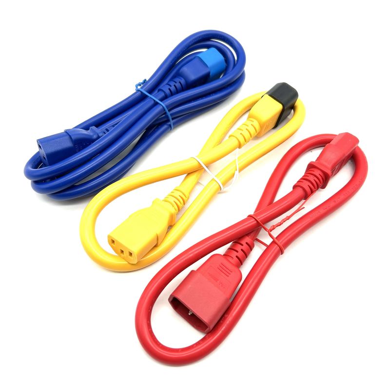 3 Pin Power Extension Cord 125V 220V IEC C13 C14 red yellow color power ...