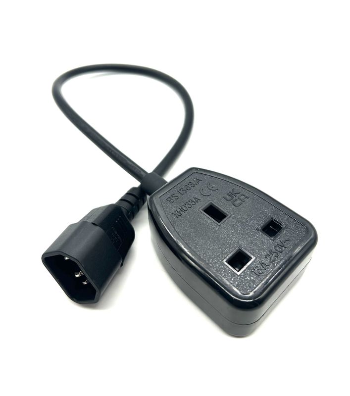 Uk Power Cable 13A 250V IEC C14 To 1 Way Socket UK Standard Electric ...
