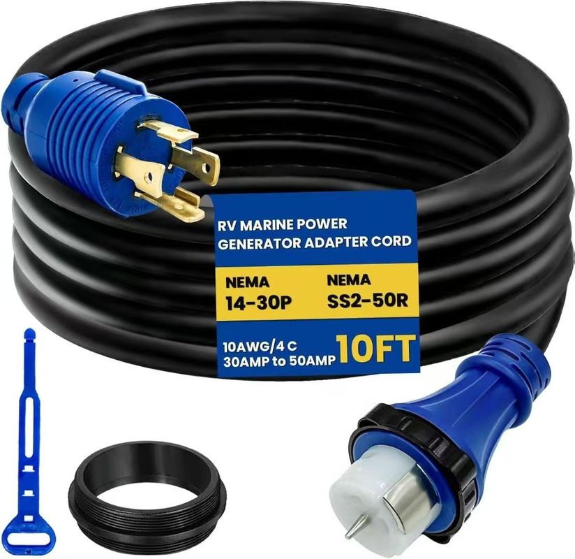 RV Marine Power Generator Adapter Cord Nema 14-30P Nema SS2-50R 10AWG/4C