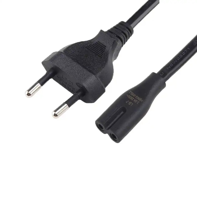 CE Euro Power Cord , VDE 2.5A 250V 2 Pin Plug IEC C7 AC Power Cord