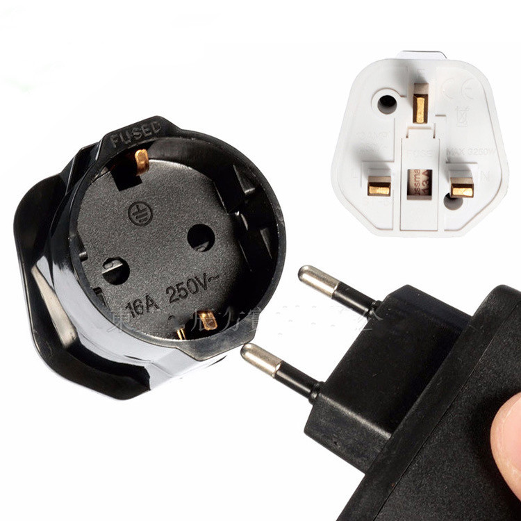 CCC CE AC Travel Plug Adapter White Black European To British Conversion
