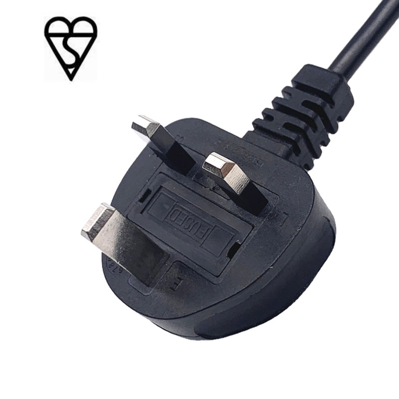 3 Pin UK Power Cord Plug To IEC 320 C13 BS1363 Certificate 0.5m 0.75m 1m