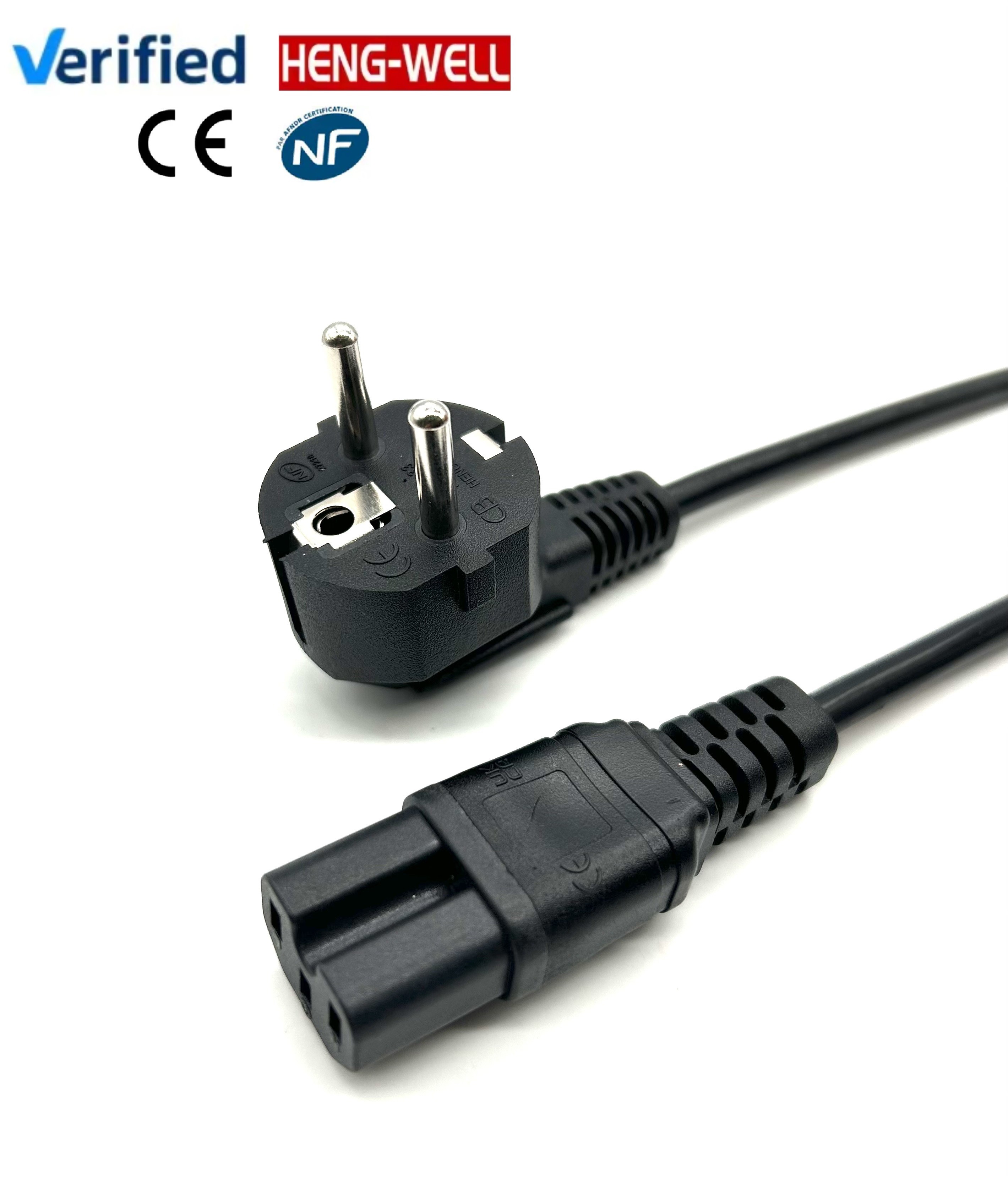 16A 250V Current Rating EU Plug to IEC C15 *2 AC Power Extension Cord ...